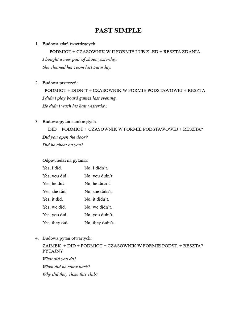 Past Simple | PDF