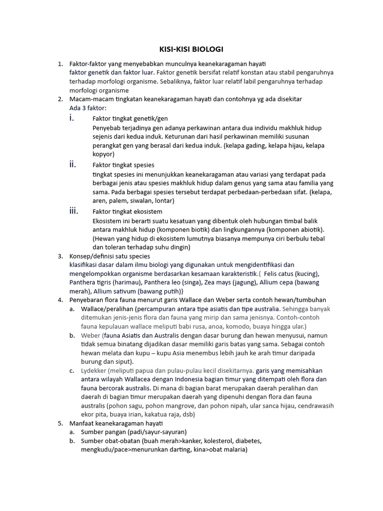 Kisi-Kisi Bio | PDF