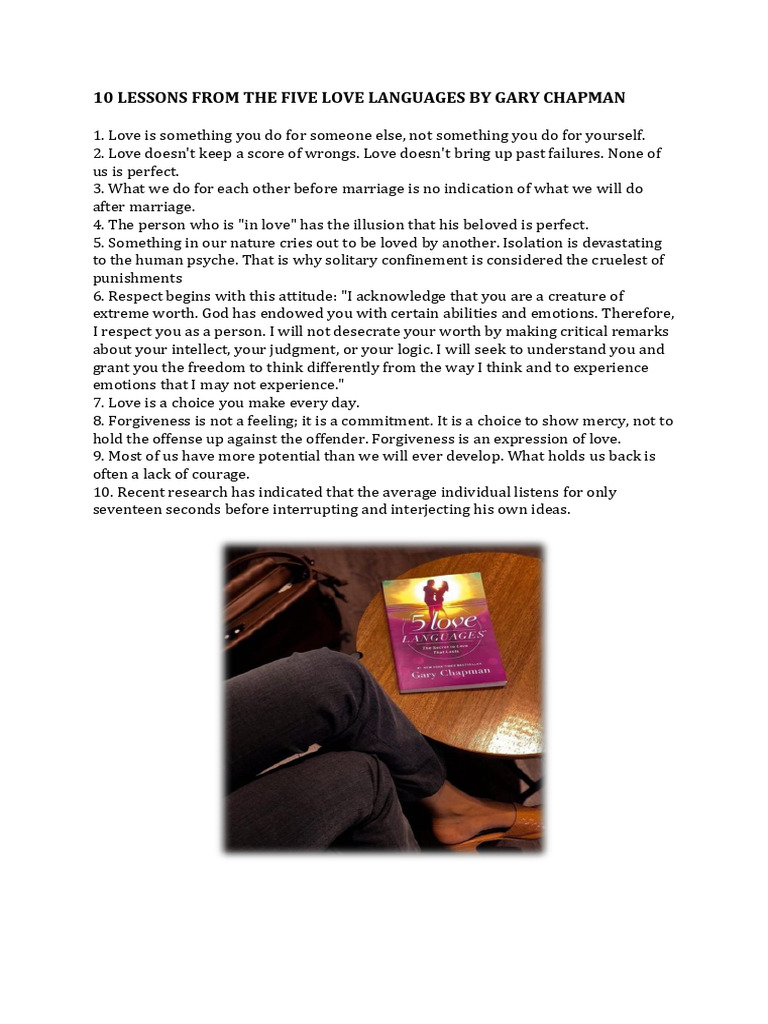 10 Lessons From The Five Love Languages by Gary Chapman | PDF