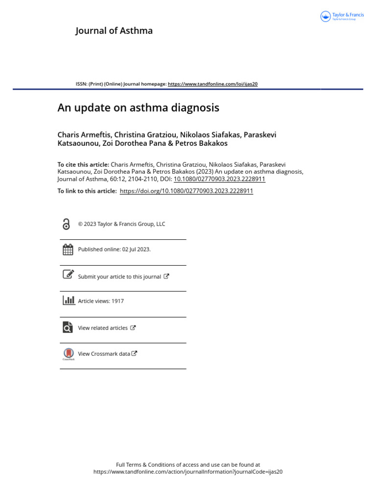 An Update On Asthma Diagnosis | PDF | Asthma | Medical Diagnosis
