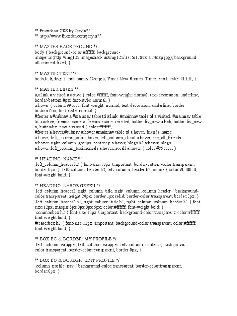 Custom Friendster CSS Layout Guide | PDF | Written Communication ...