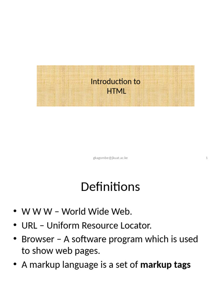 Introduction To Html Class Notes Pdf World Wide Web Internet And Web