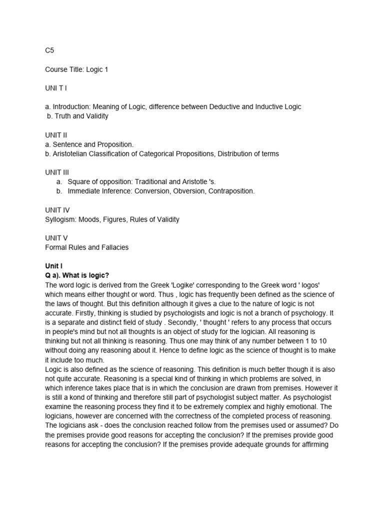 Logic C 5 | PDF | Logic | Argument