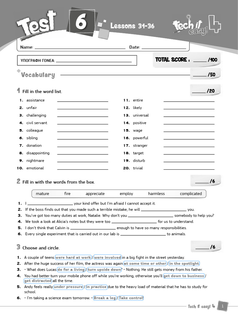 Tech It Easy! 4 - Interactive Test 6 | PDF