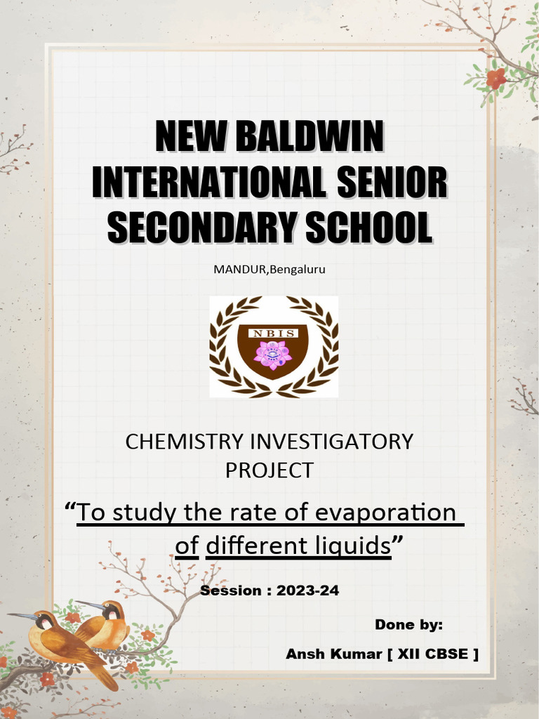 Chemistry Investigatory Project Ansh | PDF | Evaporation | Liquids