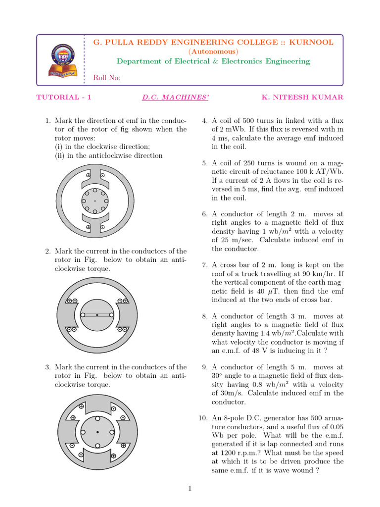 EMC-1 Tutorial 1 | PDF | Magnetic Field | Inductor