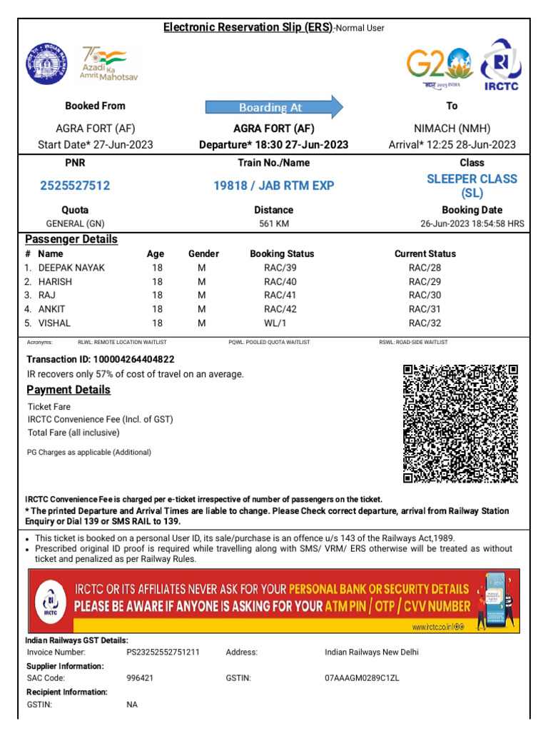 Agra To NMH | PDF | Identity Document