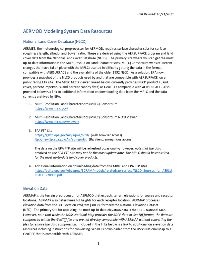 Aermod Data Resources Pdf Meteorology File Transfer Protocol