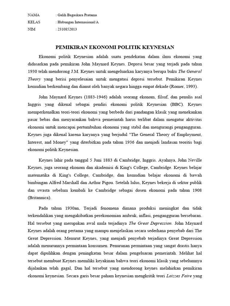 Teori Ekonomi Keynesian | PDF