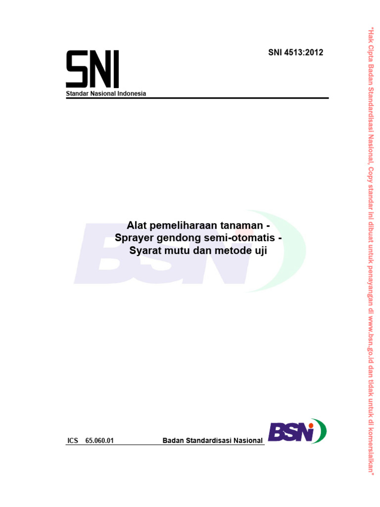 SNI 4513 - 2012 Hand Sprayer | PDF