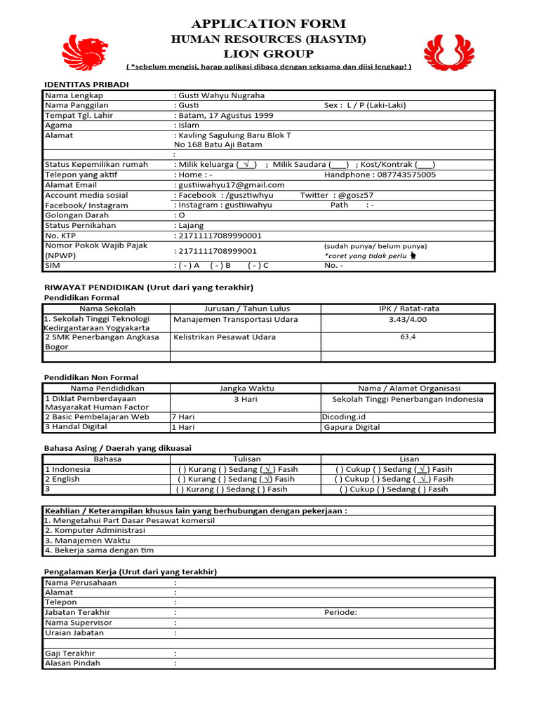 New Application Form Umum 2019 | PDF