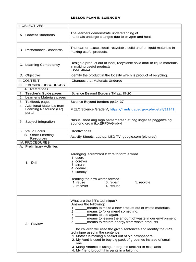 2 LESSON PLAN Formulating Formula Patterns 2 Autosaved | PDF ...