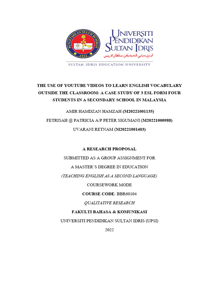 Assignment 3 - Group - Amir Pat Ranee | PDF | Vocabulary | Second Language