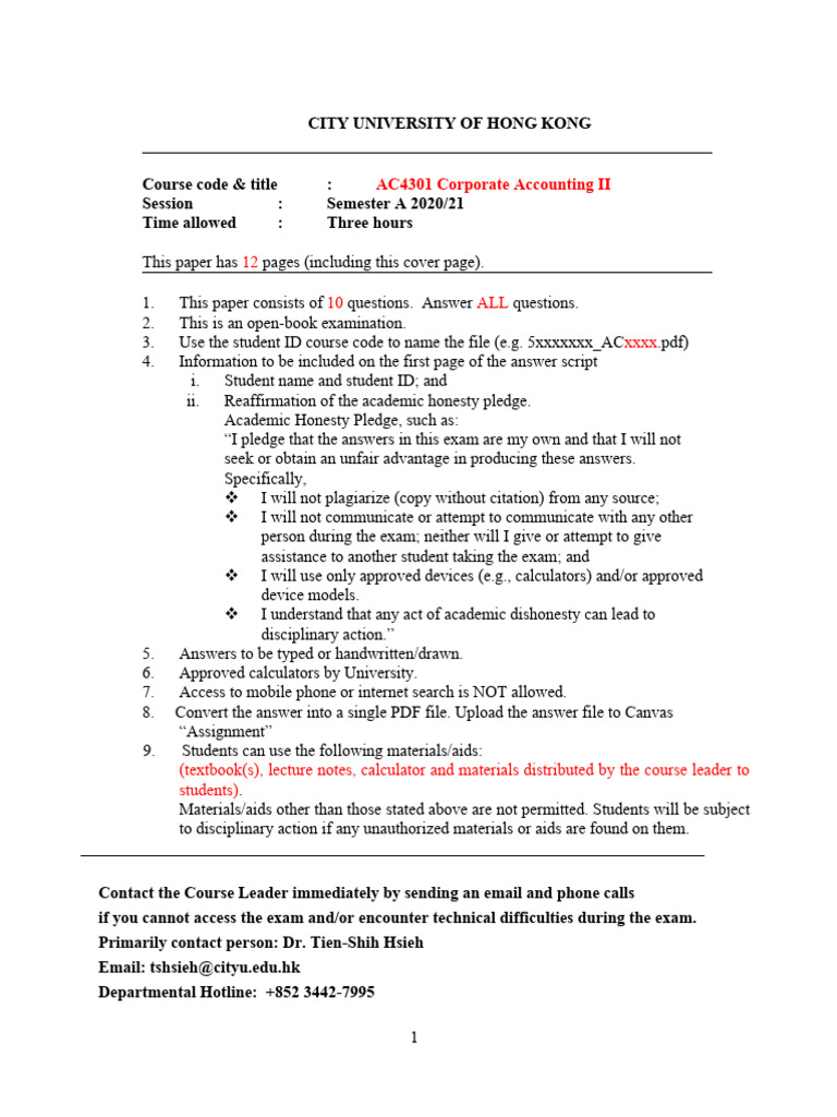 Ac4301 Finalexam 2020 21 Sema Questions Pdf Deferred Tax Bonds Finance