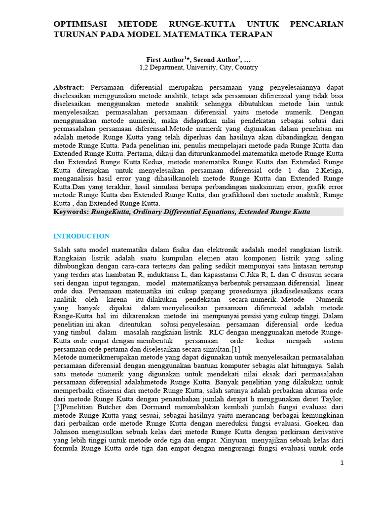 Optimisasi Metode Runge-Kutta (1) Salinan | PDF