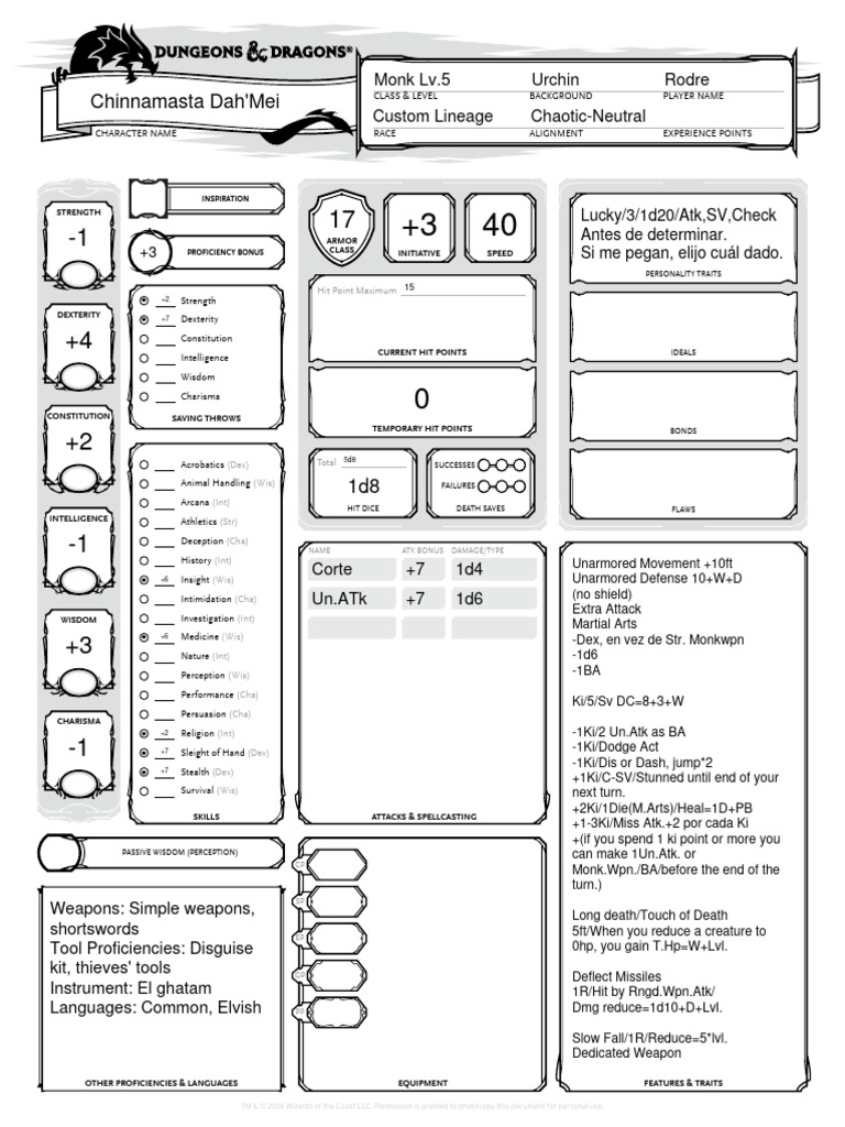 Character Sheet | PDF | Role Playing Games | Tabletop Games