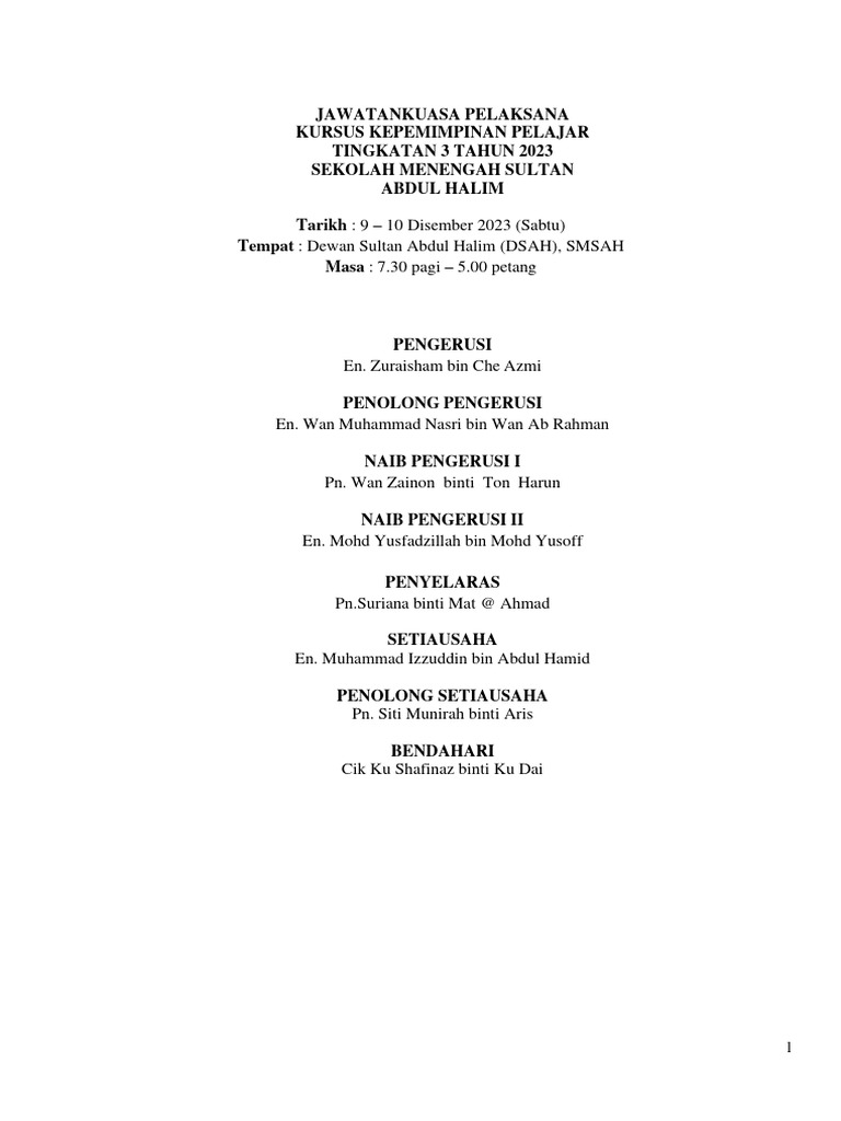 JK Kursus Kepemimpinan T3 Smsah | PDF