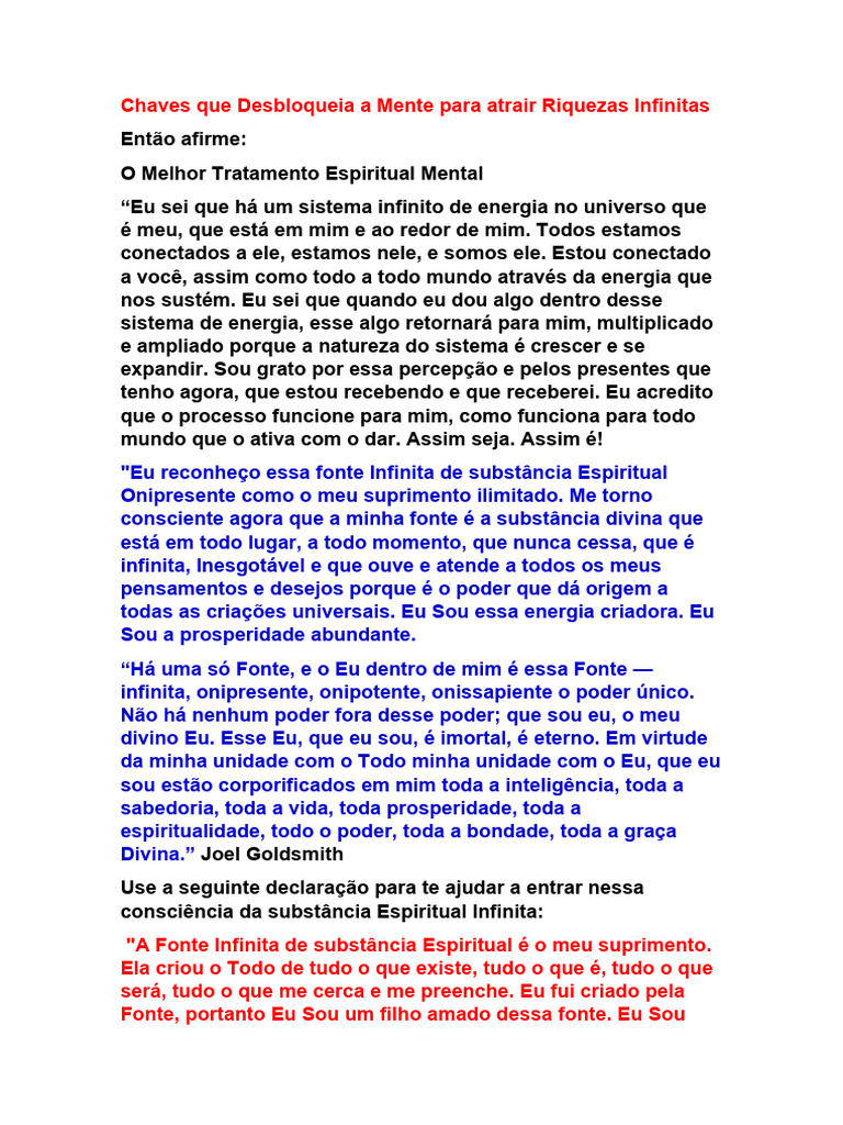 Chaves Que Desbloqueia A Mente para Atrair Riquezas Infinitas | PDF | Deus | Onisciência