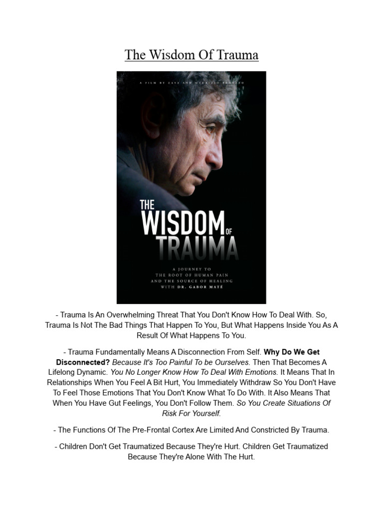 The Wisdom of Trauma | PDF | Psychological Trauma | Psychiatry