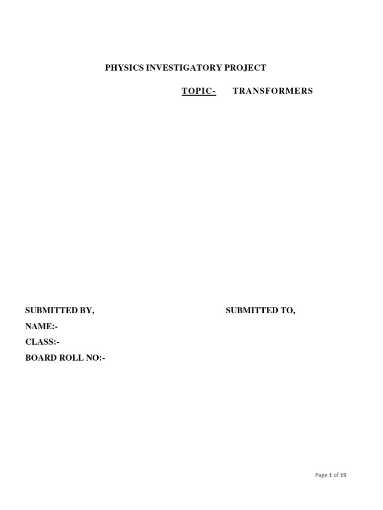 Physics Project 12th Pdf Transformer Electromagnetic Induction