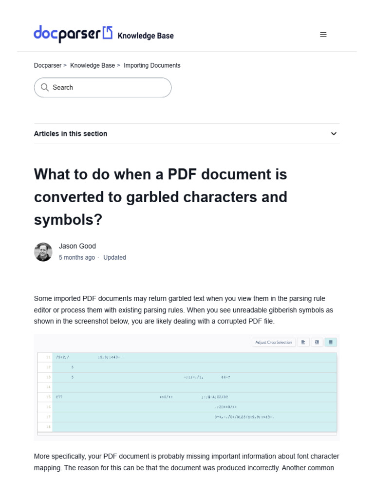 What To Do When A Pdf Document Is Converted To Garbled Characters And Symbols Docparser Pdf 