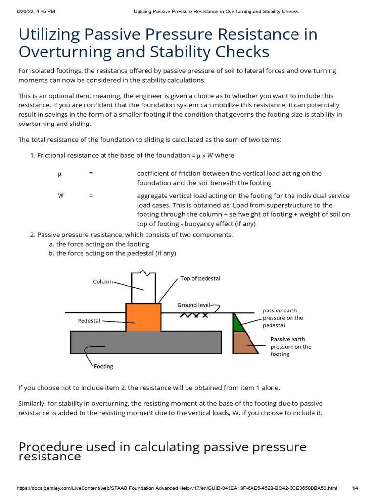 Passive Pressure in Foundation Stability | PDF | Length | Force