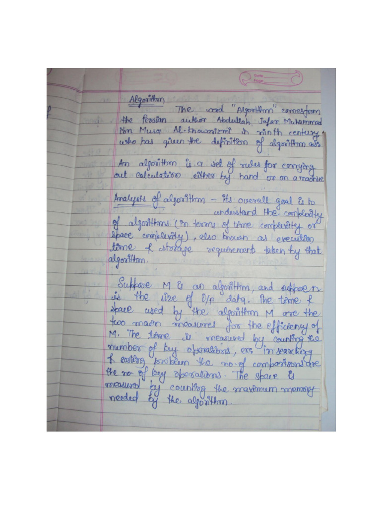 DAA Notes Unit1 Handwritten (Introduction) | PDF