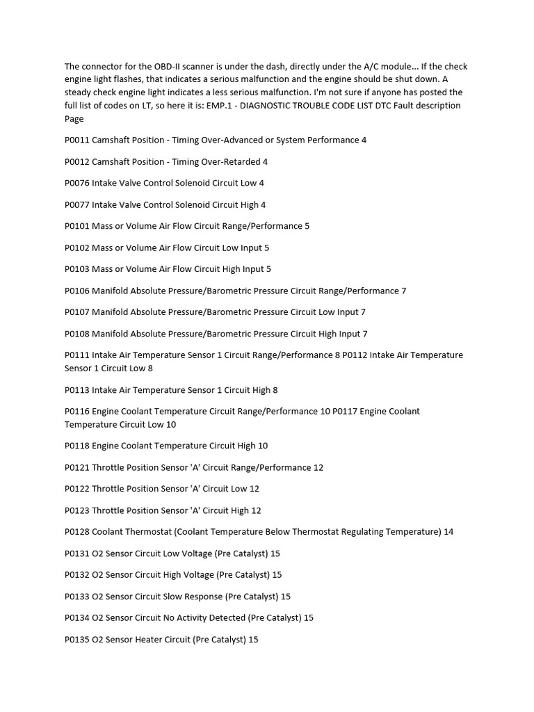 Elise Trouble Codes | PDF | Ignition System | Throttle