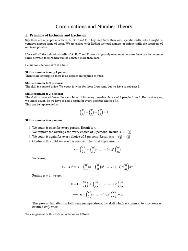 Combinations and Number Theory | PDF | Mathematics | Discrete Mathematics