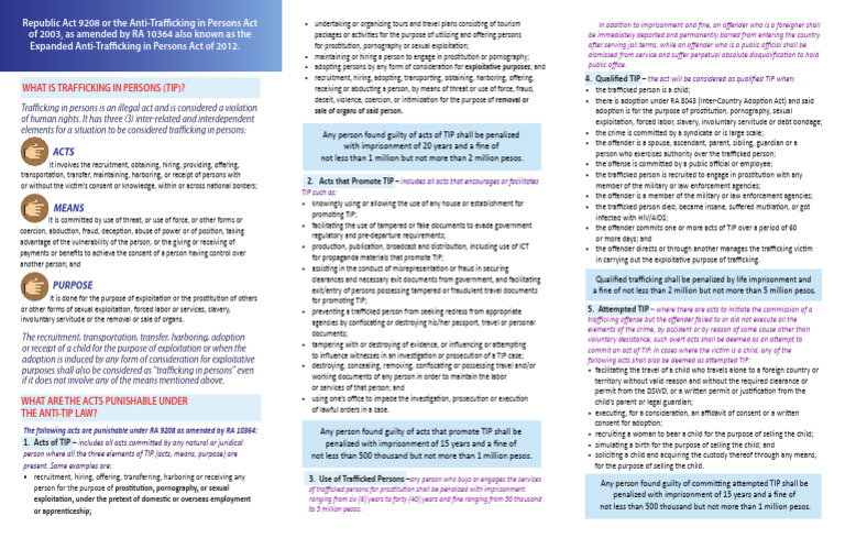 RA 10364 - Expanded Anti-Trafficking in Persons Act of 2012 B | PDF ...