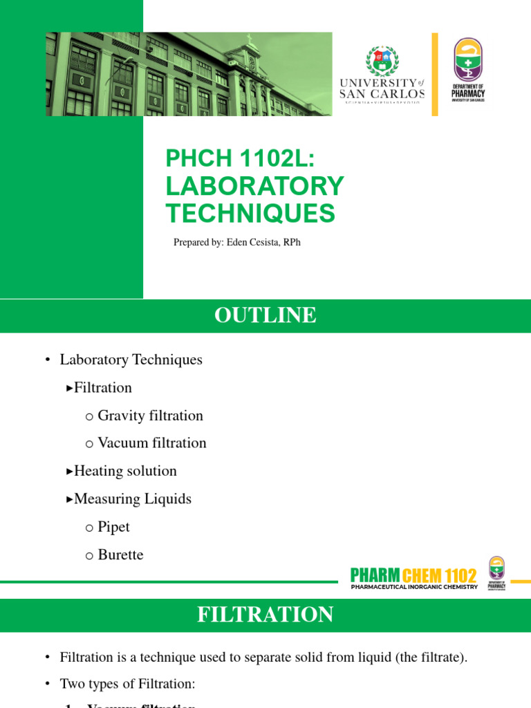 Activity 1 - Laboratory Techniques | PDF | Filtration | Chemistry