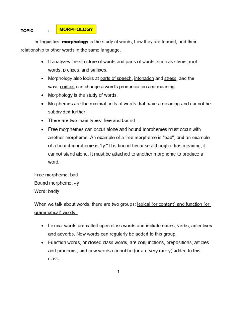 2 A Morphology | PDF | Word | Morphology (Linguistics)