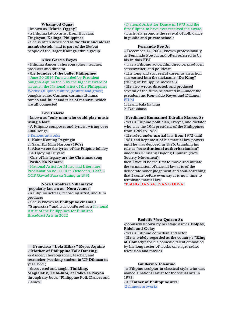 Cpar National Artist 1 | Download Free PDF | Philippines