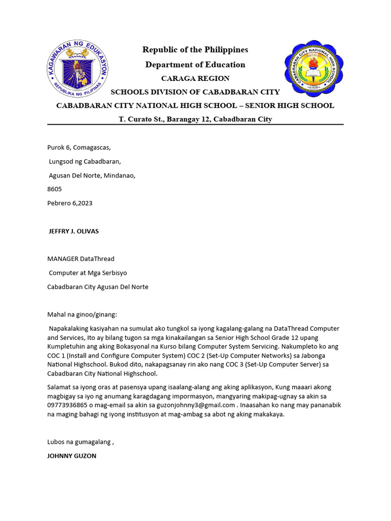Aplikasyon Na Sulat | PDF