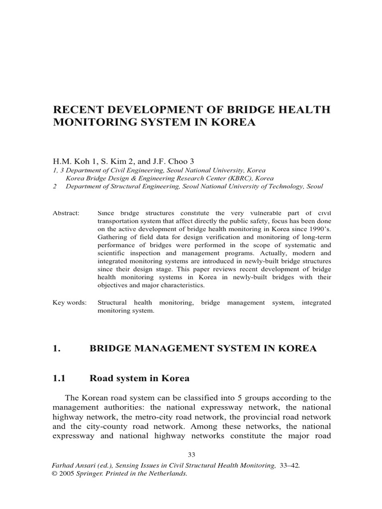 Recent Development of Bridge Health Monitoring System in Korea | Download Free PDF | Bridge ...