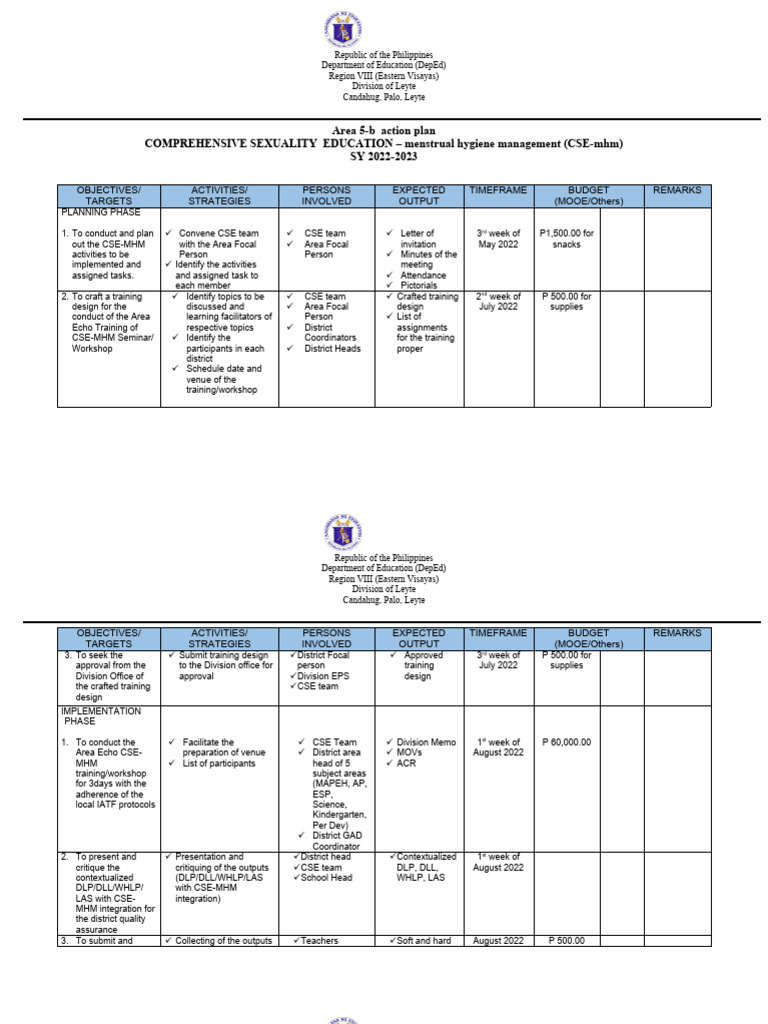 Action Plan CSE 2022-2023 | PDF