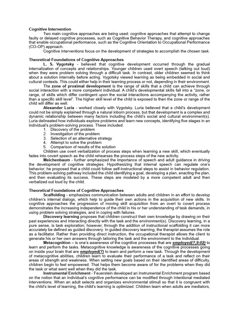 Cognitive Interventions | PDF | Metacognition | Learning
