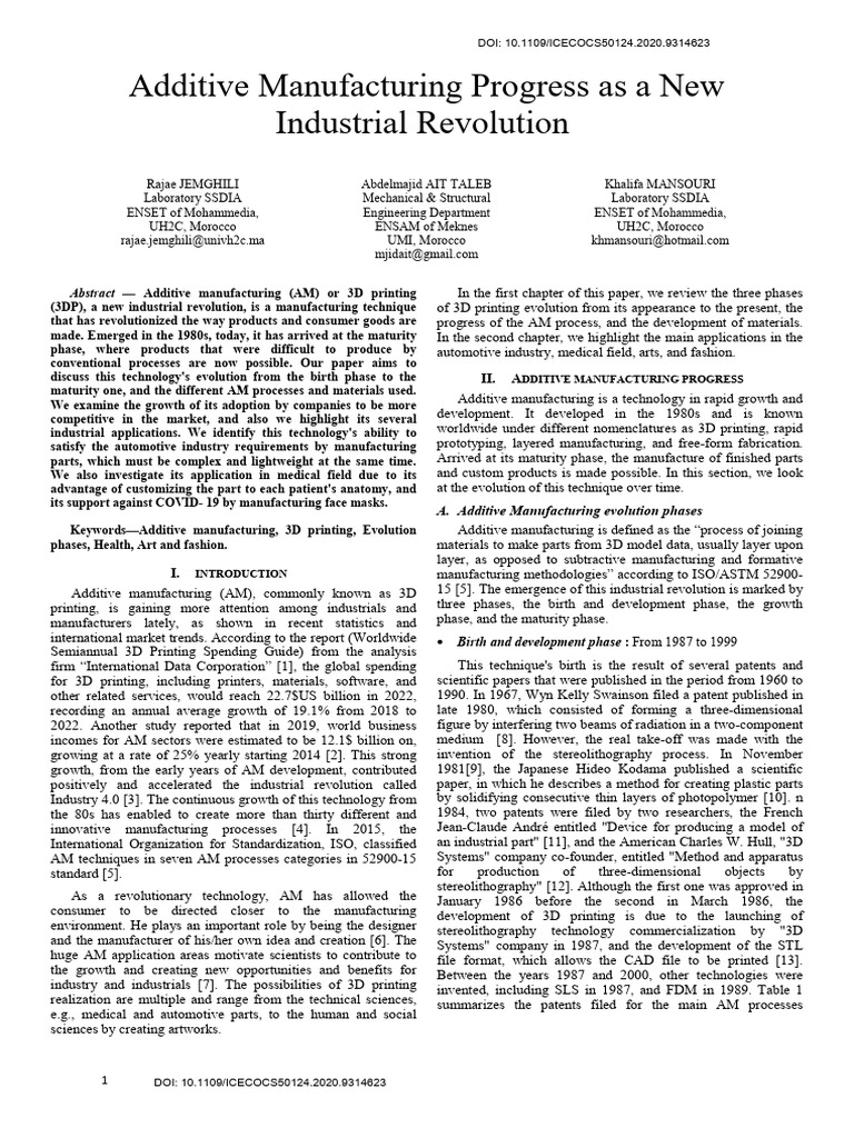 Additive Manufacturing Progress As A New | PDF | 3 D Printing ...