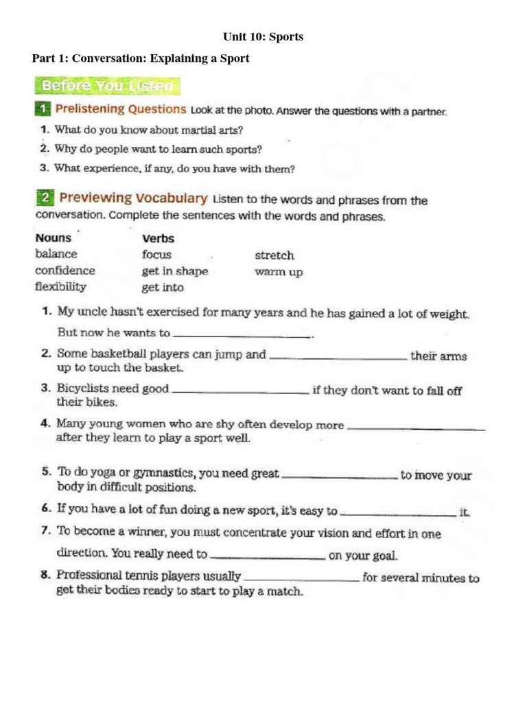 Unit 10 - Sports | PDF