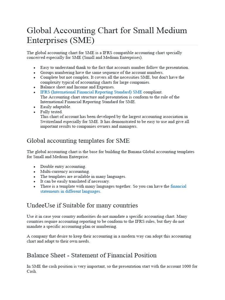 Global Accounting Chart For Small Medium Enterprises (SME) | PDF ...