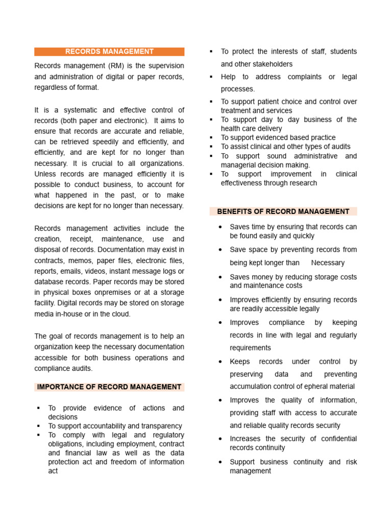 RECORDS MANAGEMENT | PDF | Mentorship | Records Management