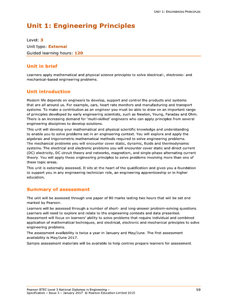 Unit 1 - Specification | PDF