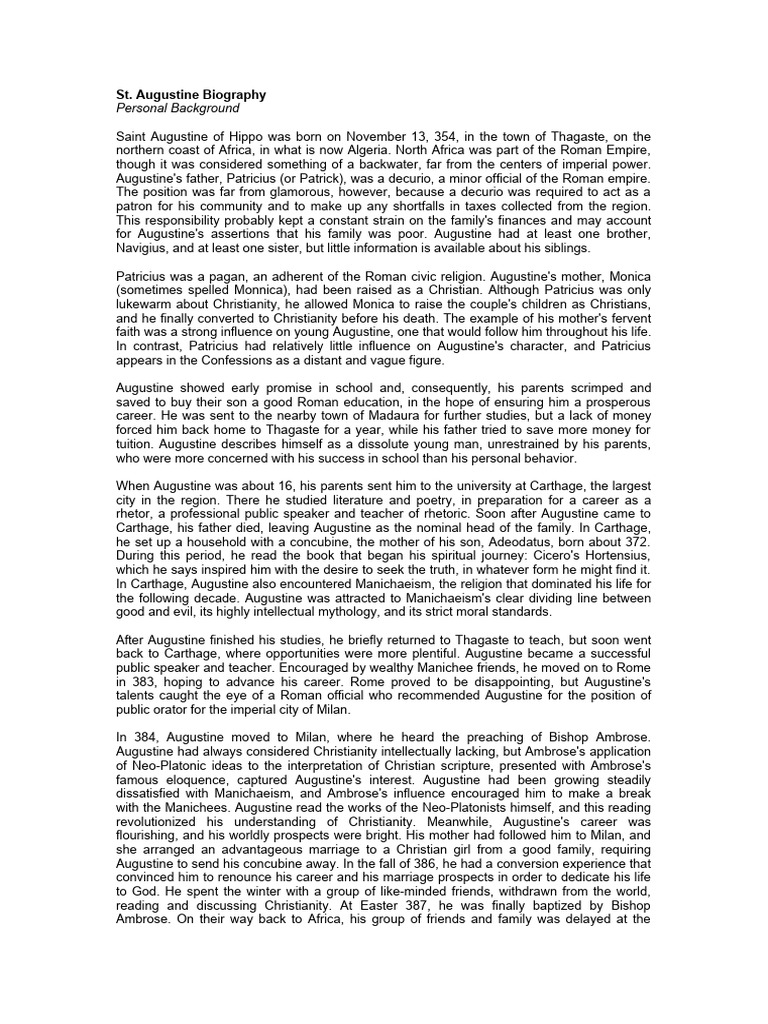 St. Augustine Details | PDF | Augustine Of Hippo | Original Sin
