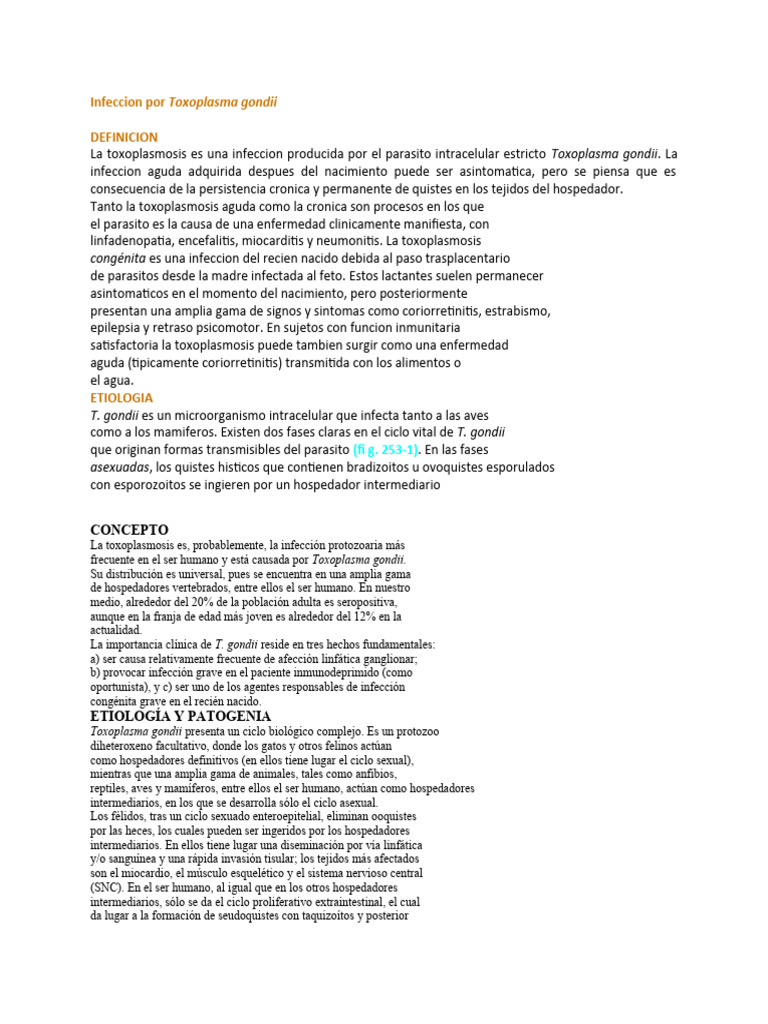 Toxoplasmosis | Descargar gratis PDF | Enfermedades y trastornos | Ciencias de la Salud