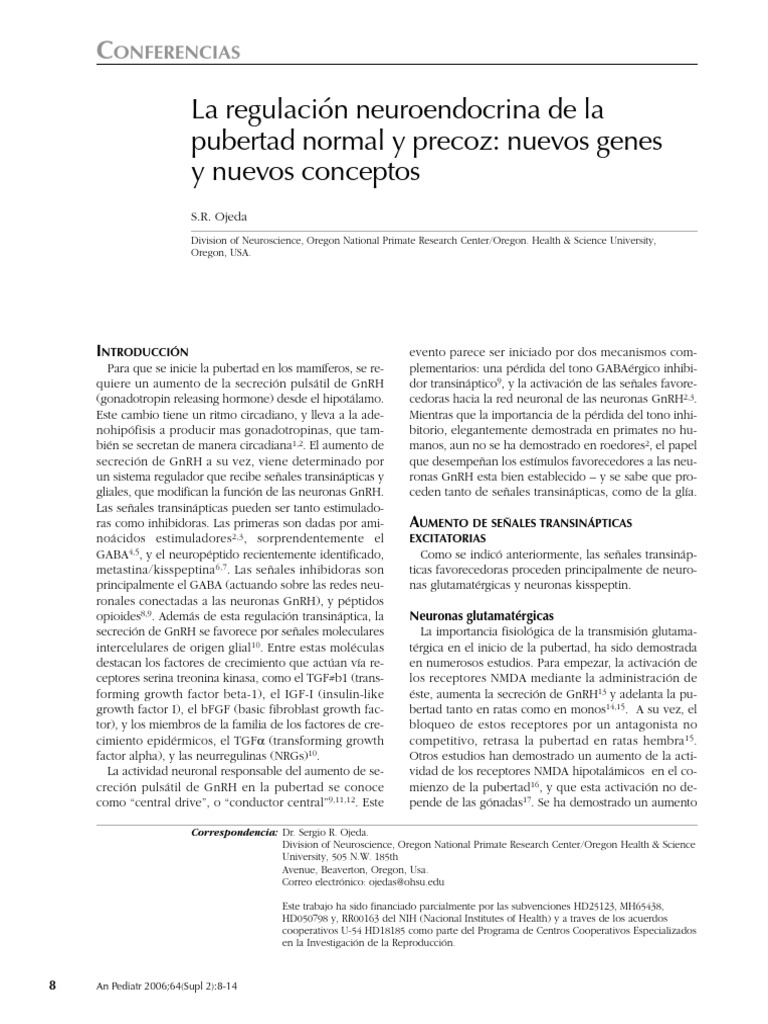 Regulación Neuroendócrina de La Pubertad | PDF | Biotecnología | Biología