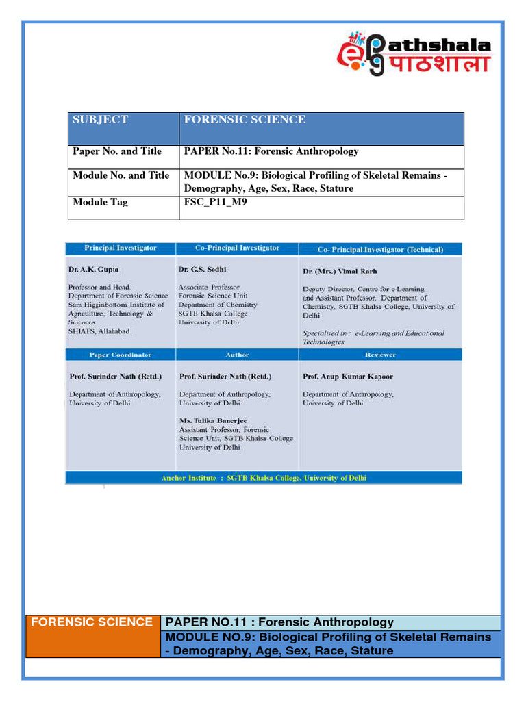 Skeletal Remains Determination of Age, Sex | PDF | Race (Human ...