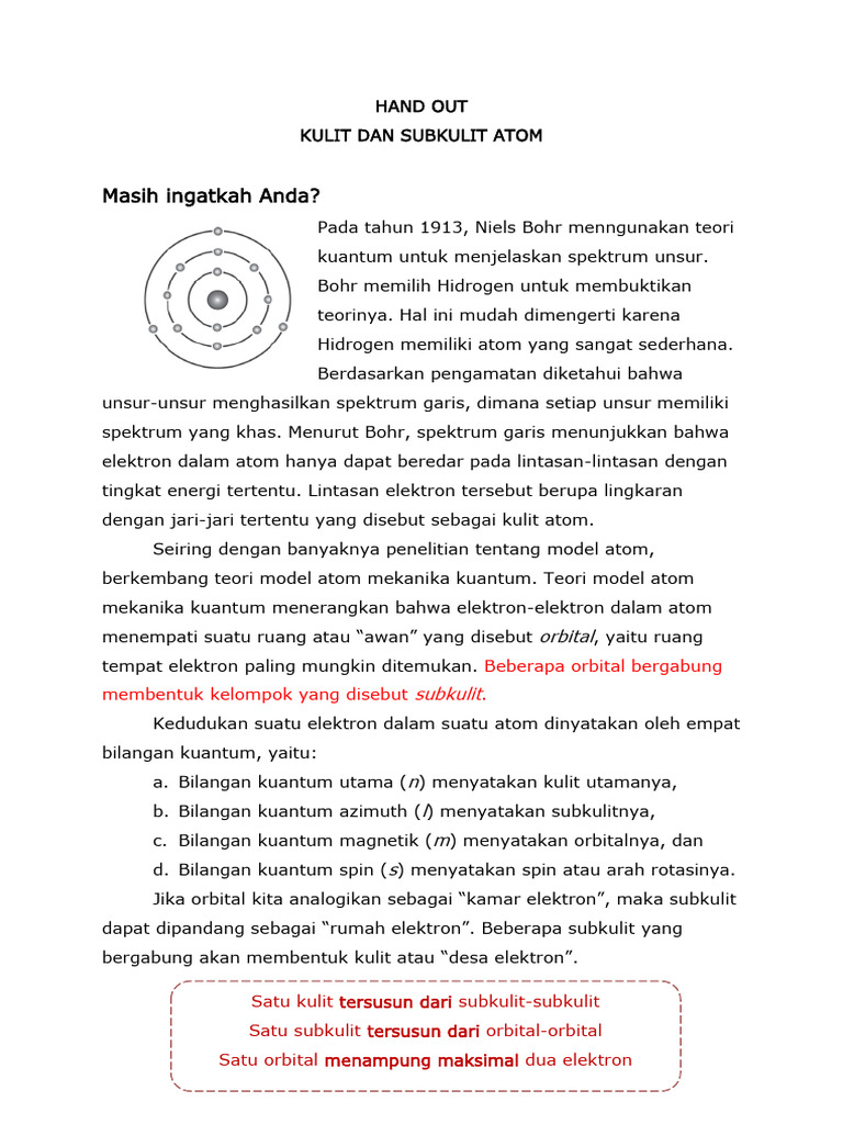 Kulit dan Subkulit Atom: Penjelasan Kuantum | PDF | Teknologi & Rekayasa