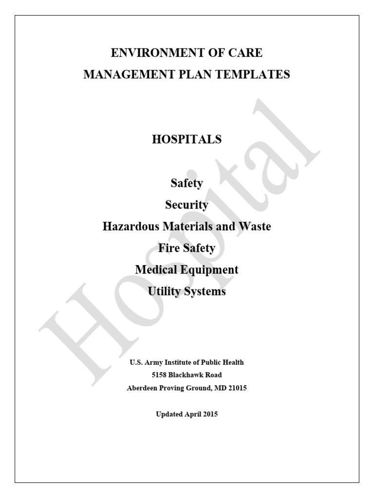 Environment of Care Management Plan Templates | PDF | Occupational ...