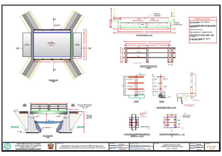 09.Plano de Arquitectura Del Puente Vehicular Pv-01 | PDF | Plomería | Ingeniería mecánica