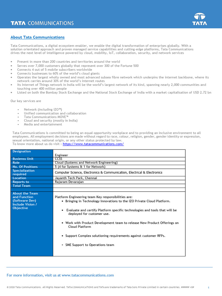 TCL - GET JD - Systems and Network Engineering | PDF | Cloud Computing | Information Technology